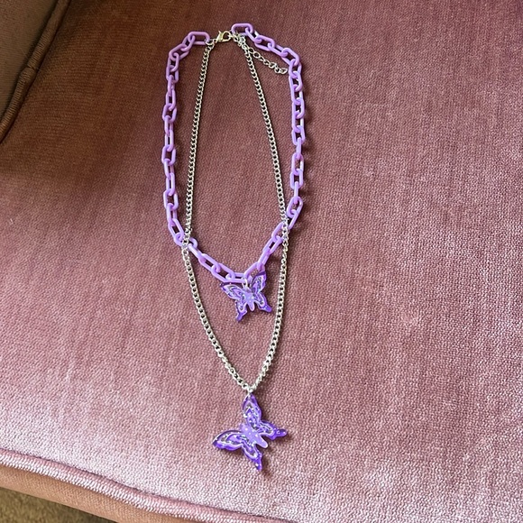 Jewelry | Purple Butterfly Necklace | Poshmark